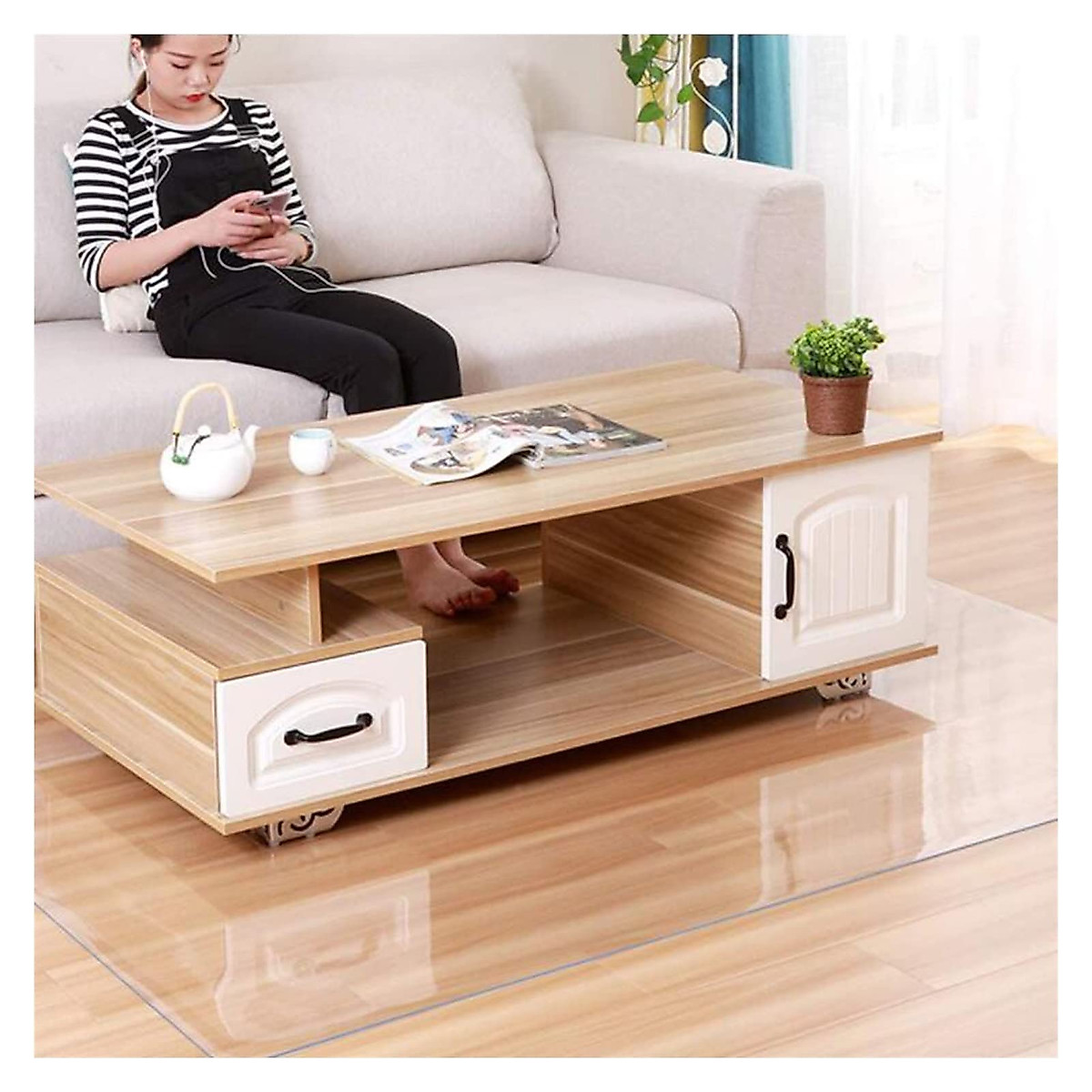 Clear PVC Desk Chair Mat Transparent Plastic Runner Rugs for Hardwood Floors/Carpet Protector,Clear Floor Protector Carpet for Hard Surface Floors, Non Slip Easy Clean Area Rug Pad,2mm Thick,60/80/100