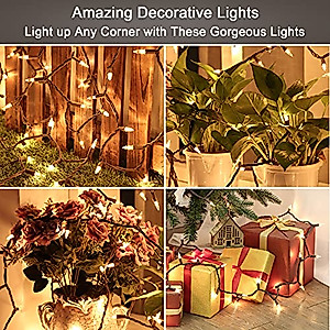 Christmas Lights, 300ct 69.6ft Incandescent Christmas Lights Connectable, Outdoor Christmas Tree Lights, 120V UL Certified Indoor Christmas String Lights for Xmas Party Patio, Brown Wire, Warm White