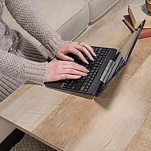 Sauder Carson Forge Rustic Lift Top Coffee Storage Industrial Living Room Table, L: 43.15" x W: 19.45" x H: 18.98", Lintel Oak Finish