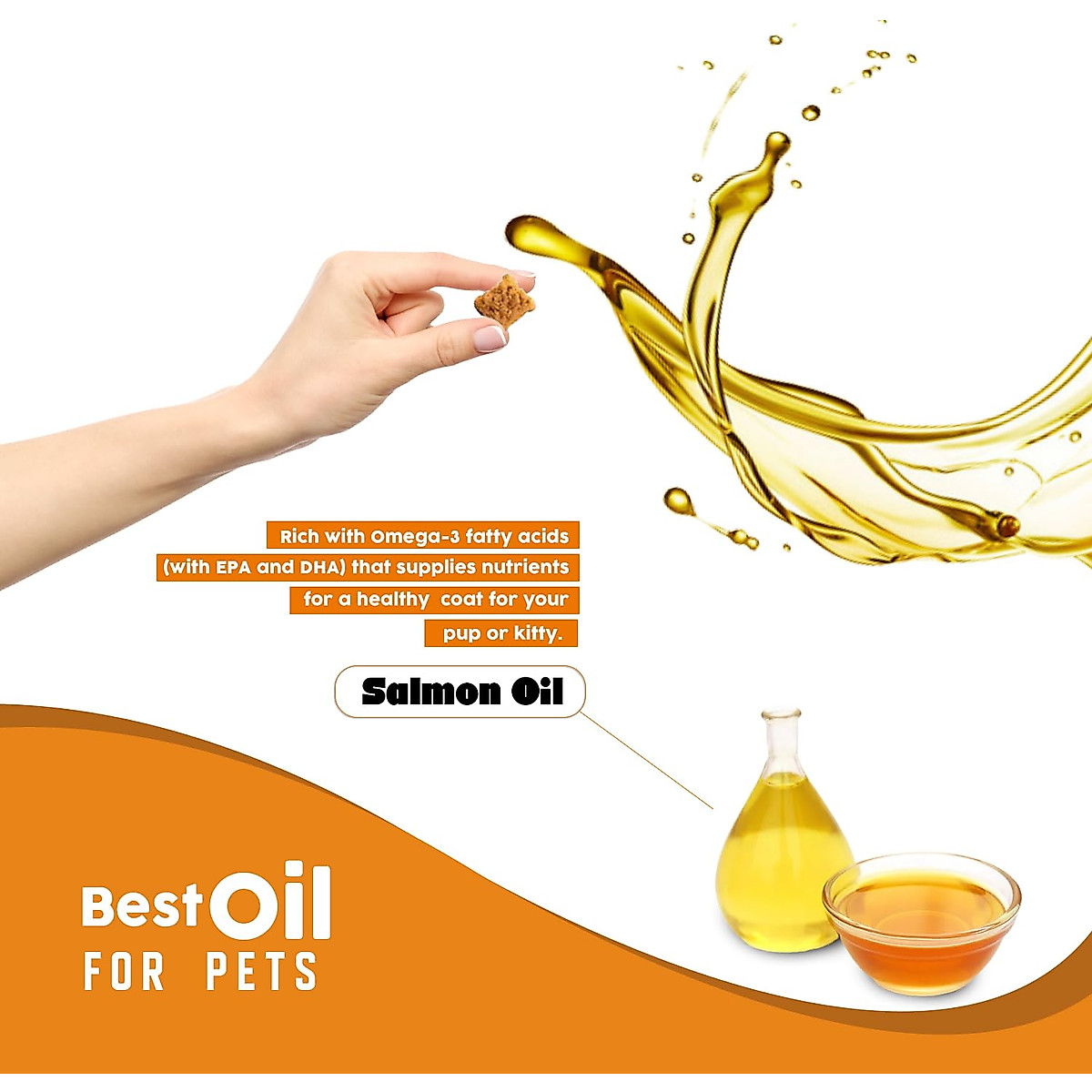 Wild Alaskan Salmon Oil for Dogs & Cats Omega 3 Skin & Coat Support, Liquid Food Supplement for Pets, EPA + DHA Fatty Acids for Joint Function, Immune & Heart Health, Fish Oil Supplements for Dogs