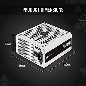 CORSAIR RM Series (2021), White, RM850, 850 Watt, 80 Plus Gold Certified, Fully Modular Power Supply