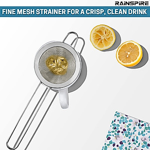 Rainspire Stainless Steel Small Strainer Fine Mesh Strainer, Mini Cocktail Strainer For Cocktails Tea Herbs Coffee & Drinks, Tea Strainer with Handle, Rust Proof, Silver