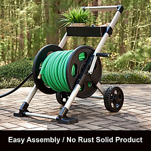 Liberty Garden 304 Explorer Two Wheel Hose Reel Cart, Aluminum, Holds 250-feet of 5/8" Hose