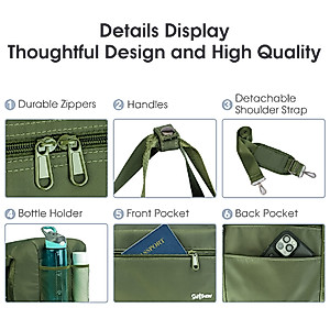 sportsnew Sports Gym Travel Duffel Bags Weekender Overnight Shoulder with Shoes Compartment and Wet Dry Storage Pockets with Adjustable Yoga Mat Holder Bags for Women Army Green