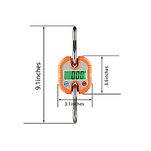 Klau Portable Digital Scale 150 kg / 300 lb Heavy Duty Crane Scale Hanging Scales LCD Display with Backlight for Home Farm Hunting Outdoor Orange