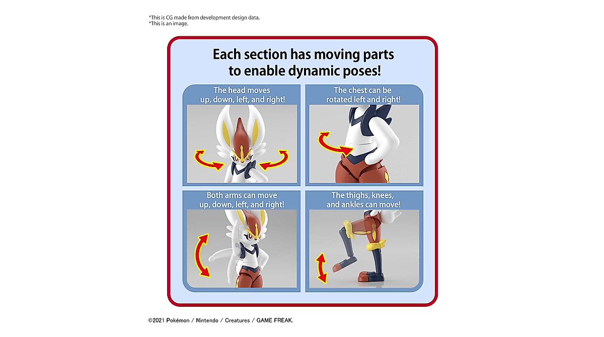 Pokemon Cinderace Model Kit - Easy Snap-Fit, Fully Articulated