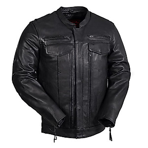 Mens Motorcycle Leather Riding Jacket | Leather Motorcycle Biker Jacket Men (XL)