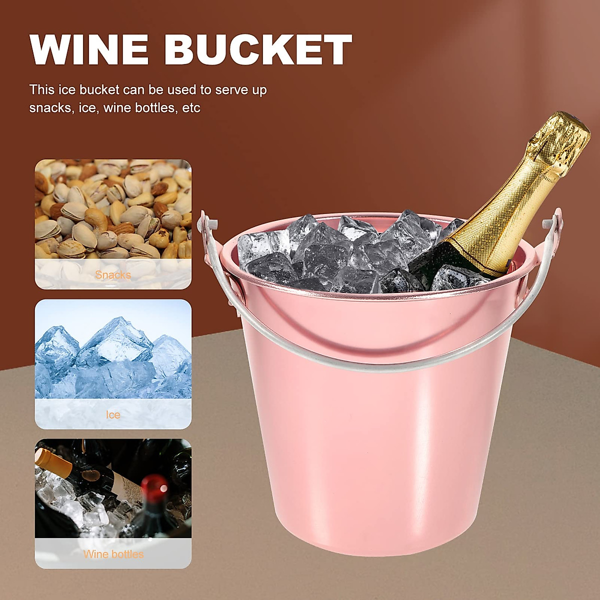 Metal Bucket Mini Metal Buckets Tinplate Tin Pails with Handles Copper Ice Tong Easter Candy Basket Gift Box Succulent Planter Votive Candles Holder 1. 25 Liter Small Metal Bucket