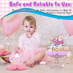 15 Pcs Butterfly Baby Shower Honeycomb Centerpieces It's a Girl Purple and Pink Butterfly Table Decor Floral Butterflies Table Topper Sign for Baby Girl Gender Reveal Birthday Party Decor