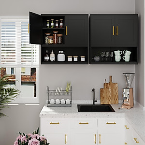 winiowa Metal Bathroom Wall Cabinet, Black Bathroom Cabinet Wall Mount with Adjustable Shelf, Over The Toilet Storage Cabinet Medicine Cabinets for Bathroom, Kitchen