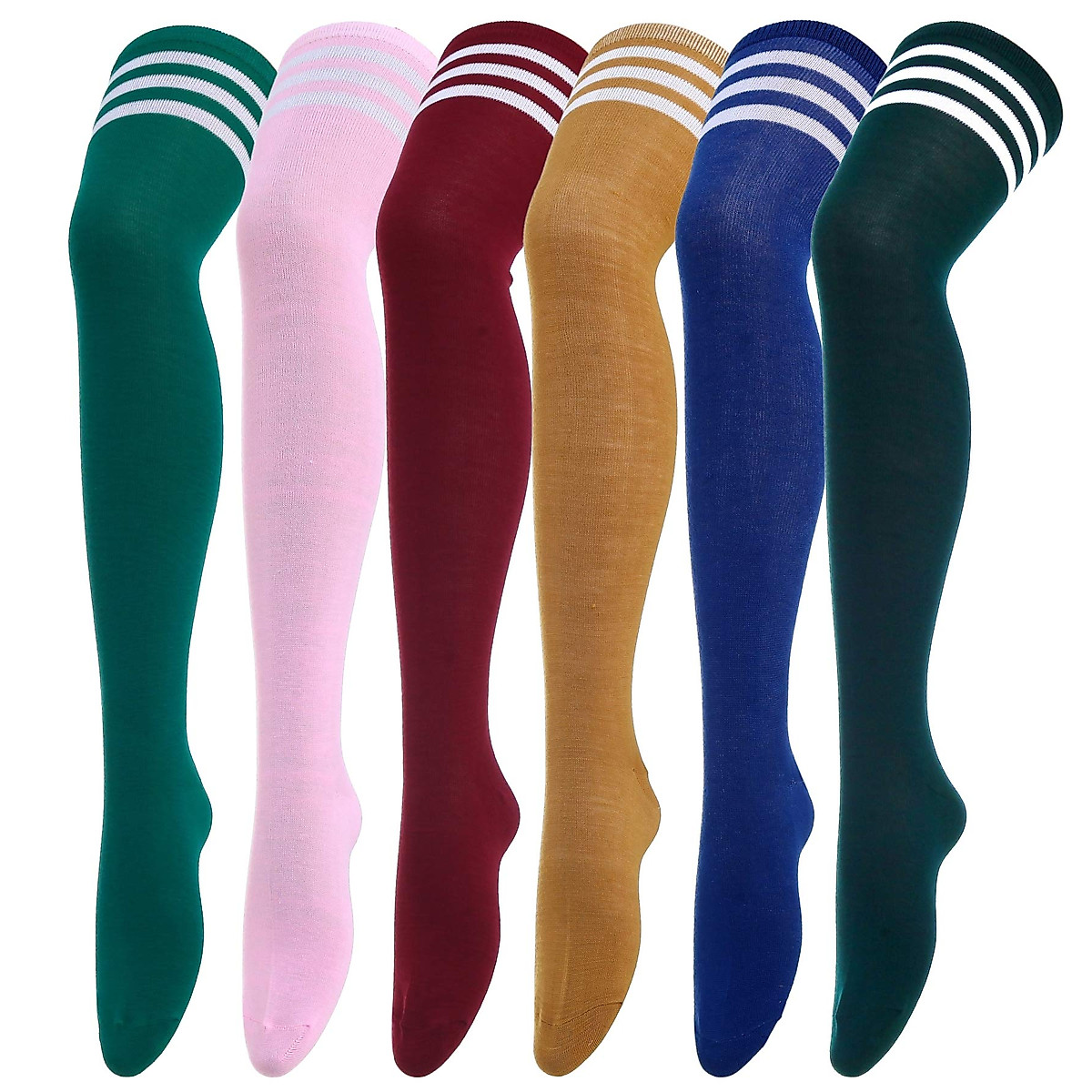 CISMARK Womens Thigh High Socks Over the Knee High Striped Stocking Boot Leg Warmer Long Socks for Daily Wear Cosplay