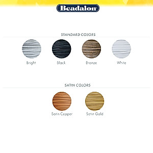 19 Strand Stainless Steel Bead Stringing Wire.015 in (0.38 mm), Satin Silver, 30 ft (9.2 m)