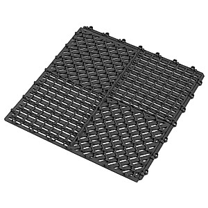 smabee 12Pcs PVC Interlocking Non-Slip Cushion Floor Tile Drain Mat 11.8" x 11.8" for Pool Kitchen Home Deck Boat Patio Balcony (Dark Gray)