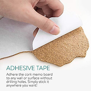 Navaris Cork Board World Map - Self-Adhesive Corkboard Continents for Wall to Pin, Plan and Document Travels - Includes 18 Cork Pieces and 10 Pins