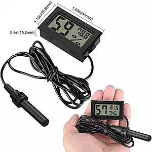 Mini Digital Thermometer, Humidity Meter, Hygrometer, and Hydrometer: Digital Temperature and Humidity Monitor for Reptile Incubator Brooders, Garden, Greenhouse, Fridge, Experiment use