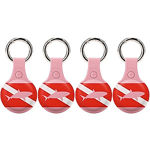 Scuba Diving Shark Case for Apple Air Tag Tracker AirTag Holder Protector Cover Storage Bag with Key Chain Printed Funny