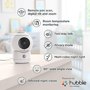 Motorola Peekaboo WiFi 1080p Video Baby Monitor - Multi-Color Night Light, Two-Way Audio, Infrared Night Vision – 360 Degree Remote Pan Scan and Digital Zoom/Tilt, Soothing Sounds & Lullabies