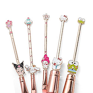Marie Cartoon Cat Makeup Brushes - 5pcs Cute Animal Designed Soft Pink Makeup Brushes Set, Professional Cosmetic Tool Kit Pink Drawstring Bag Included for Girls and Women (A)