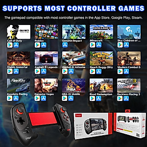 Megadream Wireless Mobile Controller for iPad, Tablet (11"), iPhone 16/15/14/13, Android Gamepad for Galaxy Z Fold4, Galaxy Z Flip4, Galaxy S23 S22 21Ultra, PC - MFi Certified - Call of Duty - Genshin Impact, Black