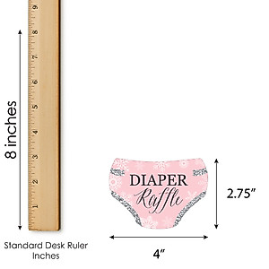 Big Dot of Happiness Pink Winter Wonderland - Diaper Shaped Raffle Ticket Inserts - Holiday Snowflake Baby Shower Activities - Diaper Raffle Game - Set of 24