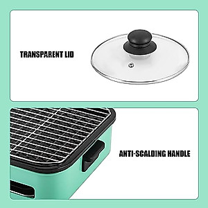 3-in-1 Smokeless Electric Indoor Removable Grill and Griddle Combo, Detachable Shabu Hot Pot Electric, Nonstick Plate, with Adjustable Temperature, BBQ Hotpot Grill Combo