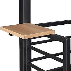 TURRIDU Twin Over Twin Size House Shape Bunk Bed, Modern Metal Housebed with Slide, Metal Slats, Safety Fence and Ladder, Window Pattern Design, Space-Saving, Easy Assembly, (Black with Black Slide)