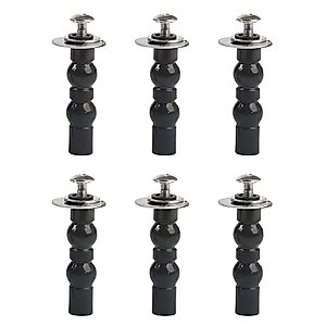 Hibbent 6 Pack Universal Toilet Seat Hinges Screw, Toilet Seat Hinges Blind Hole Fixings Expanding Rubber Top Fix Nuts Screws for Top Mounting Toilet Seat Hinges-3 Pairs (with Two Expandable Ball)