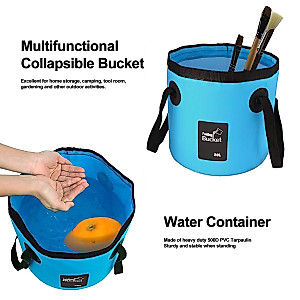 2 Pack Collapsible Buckets,Camping Water Storage Container 5 Gallon(20L) Portable Folding Bucket Wash Basin for Traveling Hiking Fishing Boating Gardening(Blue)