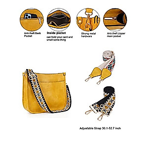 Caitina Cross Body Bag Vegan Leather Hobo Handbags Designer Crossbody Purses Bucket Bag For Women with 2 Adjustable Strap(Yellow)
