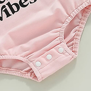 Newborn Baby Girls Valentine's Day Romper Sweatshirt Long Sleeve Letters Print Bodysuit Pullover Tops (Thick Thighs Pink, 12-18 Months)