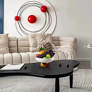 CCATSIX Ceramic Fruit Bowl,11-Inch Dinner Table and Tea Coffee Pedestal Tray,Elegant and Practical Bread and Fruit Trays,Salad or Dessert Display Trays for Parties. (XL)