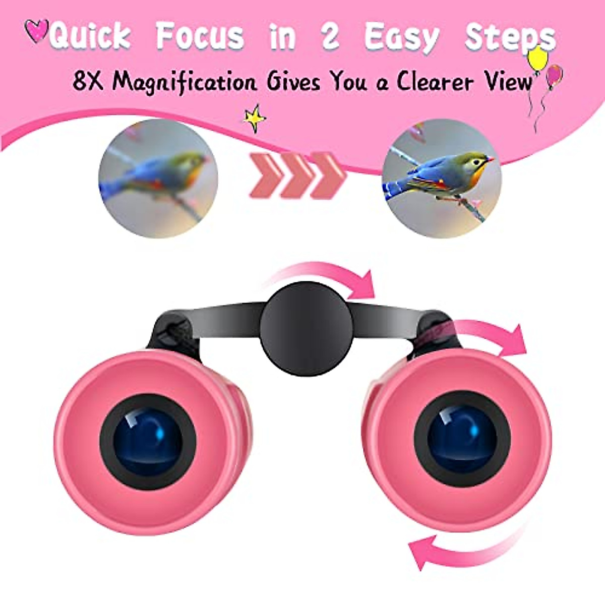 Binoculars for Kids,Dazftiey 8x21 High Resolution Shockproof Lightweight Binoculars Compact Kids Binoculars for 3-12 Years Boys and Girls Binoculars for Bird Watching Camping Hiking(Pink)