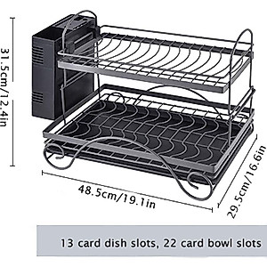 Plate Rack Draining Dish Rack Dish Drying Rack, 2-Tier Drying Organizer Storage Shelf Drainer For Dishes, Bowls, Utensils Pan Plate Holder