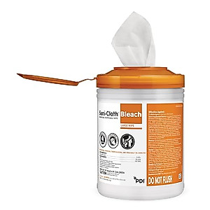 Sani-Cloth Bleach Disposable Wipe - Hospital-Grade Surface Cleaner for Bathroom, Equipment - Large Canister, 6 inch. x 10.5 inch, 75 Total