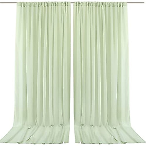 10ft x 10ft Sage Green Backdrop Curtains, Wrinkle-Free Sheer Chiffon Fabric Backdrop Drapes for Wedding Arch Party Ceremony Stage Decoration