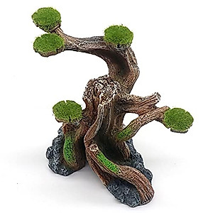 relaqcc Reptile Decor Aquarium Decorations Artificial Moss Resin Fish Tank Rocks Simulation Hollow Tree Leopard Gecko Trunk Accessories Aquarium View(Small3085)