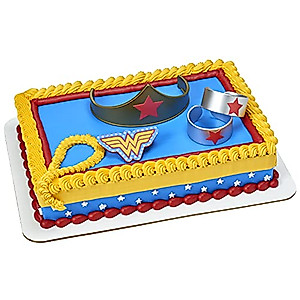 DecoPac 7222, Wonder Woman Strength and Power Cake Toppers, 3", count of 4