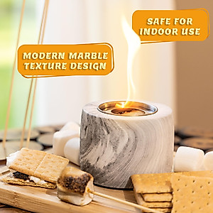 Table Top Fire Pit Bowl - Tabletop Fire Pit, Long Burning Indoor fire Pit, Table Top Firepit for Patio - Tabletop Fireplace - Mini Fire Pit fire Bowl with Cover and Smores Stick Holder.