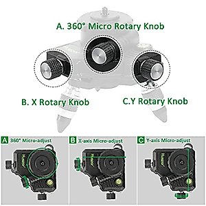 Huepar Laser Level Adapter, Metal 360-Degree Rotating Base for Laser Level Tripod Connector, 1/4’’ Threaded Mount and Horizontal Bubble, Micro-adjust Fine Turning Pivoting Base AT2