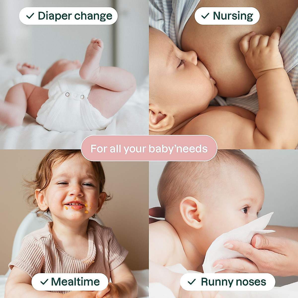 ATTITUDE Biodegradable Baby Wipes, Plant Based Unscented Diaper Wipes for Babies and Newborn, Dermatologically Tested, Vegan, 72 Count