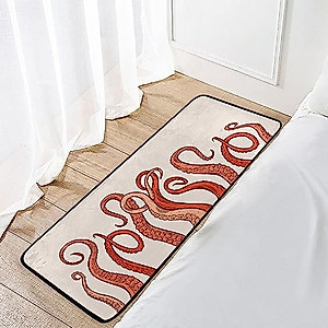 SLHKPNS Kitchen Mat Red Octopus Tentacles Non-Slip Kitchen Rugs Comfort Runner Doormat 39x20 Inch Soft Floor Mat for Home Decor