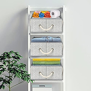 Kntiwiwo Closet Storage Bins Trapezoid Storage Baskets,Fabric Foldable Storage Bins for Shelves, Closet Bin Organizer and Storage Bins with Handles for Living Room Bedroom Office, Gray, 4-Pack