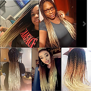 SHUOHAN 6 Packs Ombre Jumbo Braiding Hair Extensions 24 Inch High Temperature Synthetic Fiber Hair Extensions for Box Braids Braiding Hair (Black to Brown to Beige)