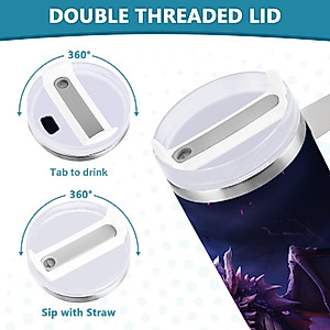 ALAZA Dragon at Night 40 oz Tumbler Stainless Steel Water Bottle Vacuum Insulated Cup with Straw Lid & Handle For Travel Car Cup Holder