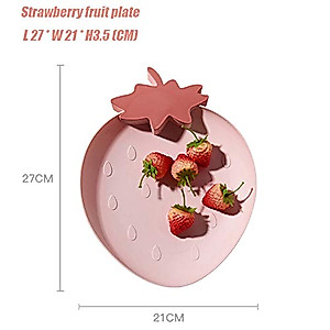 Kawaii Strawberry Plastic Trays Snack Plates Kitchen Bowls,2 Pack Plastic Plates Serving Platters Food Tray Decorative Serving Trays for Candy,Fruits,Dessert,Salad Dish Home Wedding Party Platters