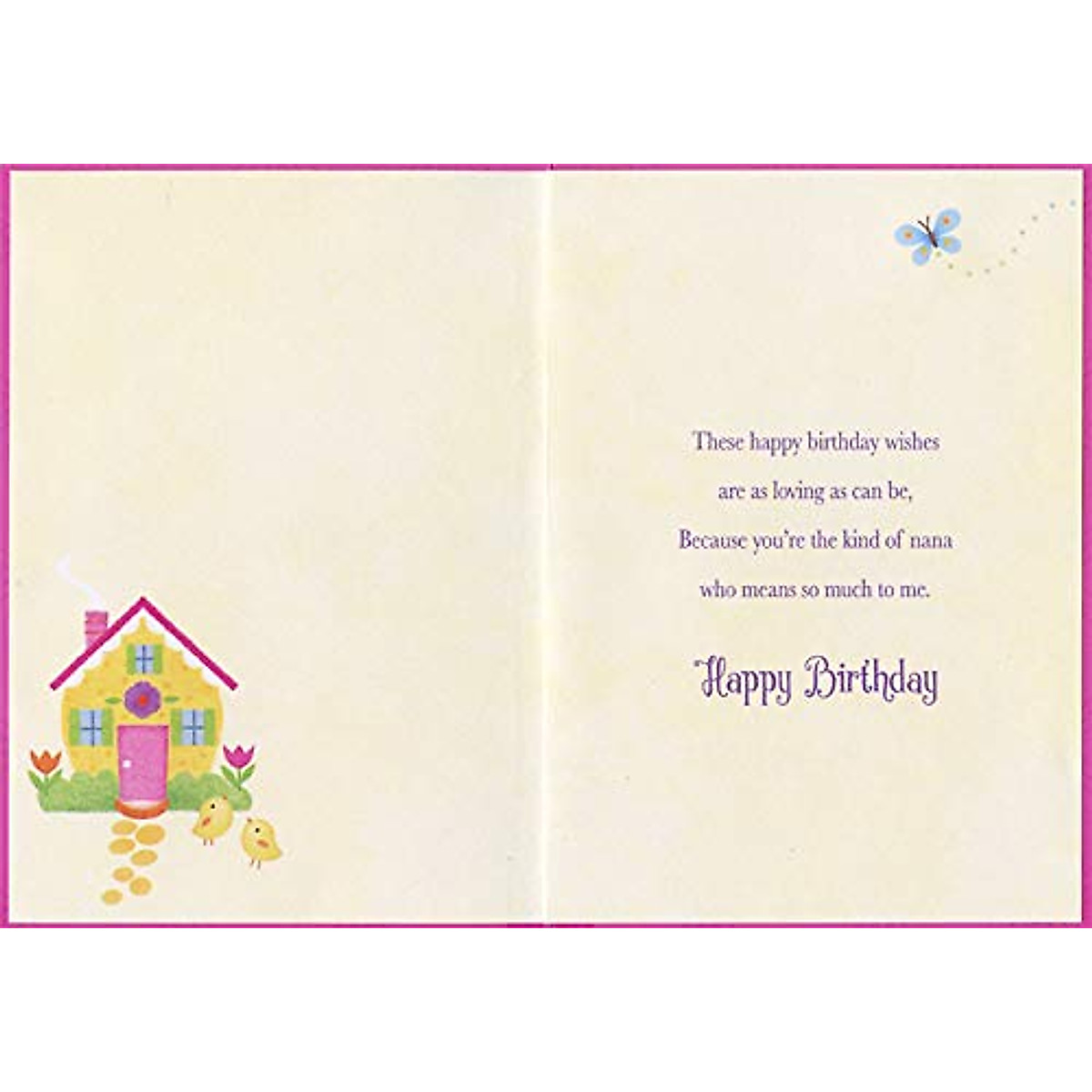 Designer Greetings Three Homes, Rabbit with Basket and Chicks Juvenile Nana Birthday Card from Kid/Child