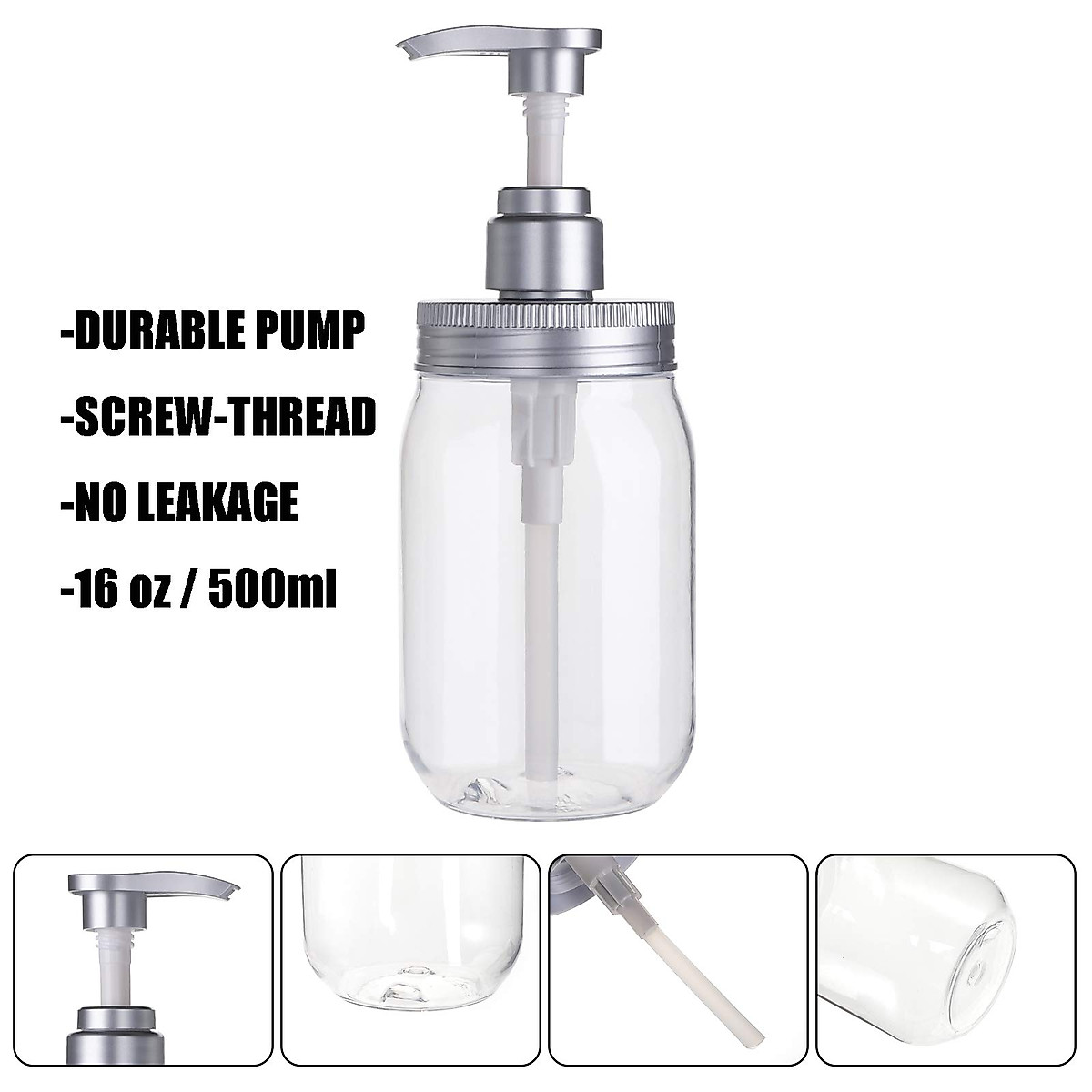 Yesland 6 Pack Pump Bottles Dispenser - 16 Oz Plastic Lotion Dispenser Containers with Pump for Shampoo, Lotion, Liquid Soap, Face Cream and Moisturizer - BPA Free