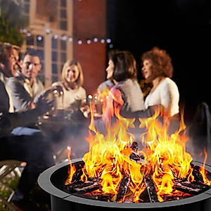 TELAM Outdoor Fire Pit Ring 45inch Fire Liner Wood Burning Firepits Campfire Ring Heavy Duty in/Above Ground Metal Fire Ring Kit Outdoor 45'' Outer 39'' Inner for BBQ Grill, Beach Camping