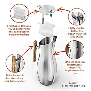 pH Vitality Stainless Steel Alkaline Water Pitcher - Alkaline Water Filter Pitcher Plus one pH Conscious 450ML Beige Wheat Straw Alkaline Water Bottle Bundle