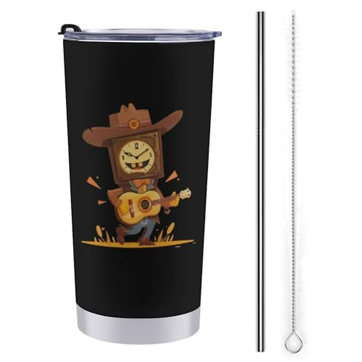 Time to Play Guitar Music 20 Oz Travel Coffee Mug with Lid Tumbler Drinking with Straw Brush Water Car Cup